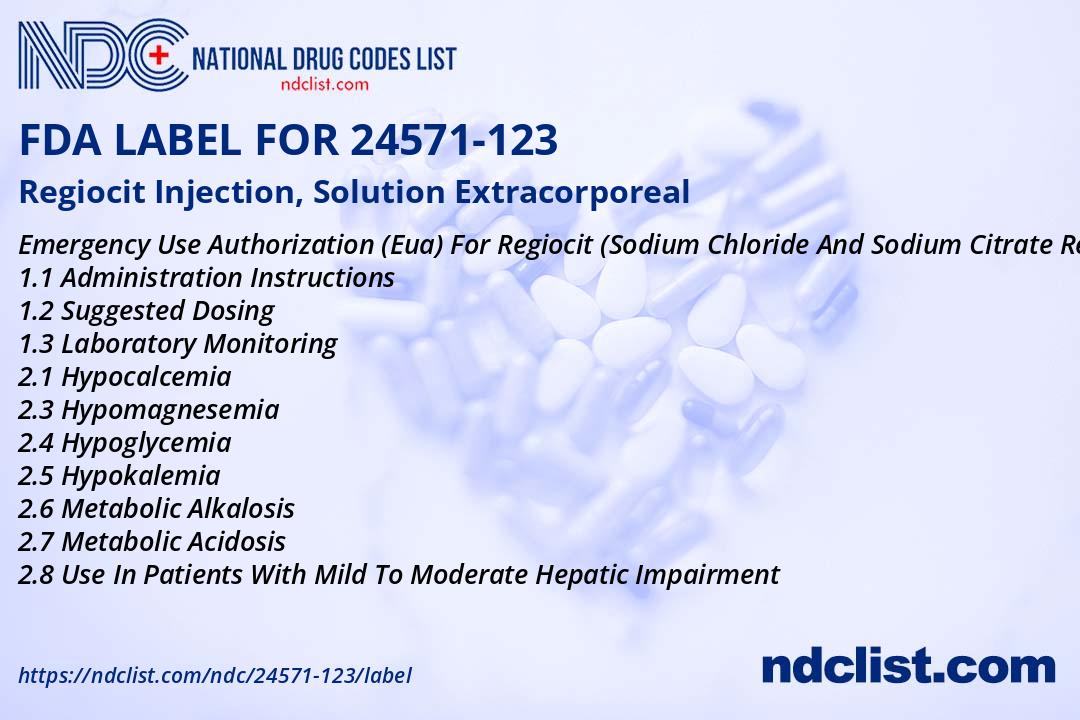 FDA Label for Regiocit Injection, Solution Extracorporeal - Indications ...