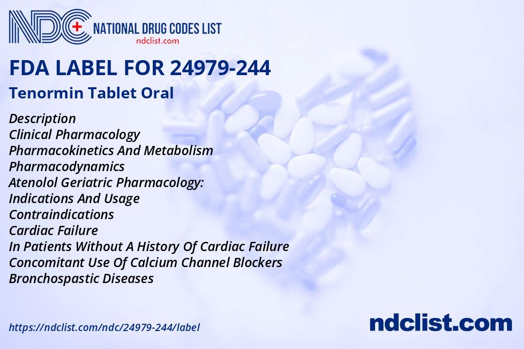FDA Label for Tenormin Tablet Oral - Indications, Usage & Precautions