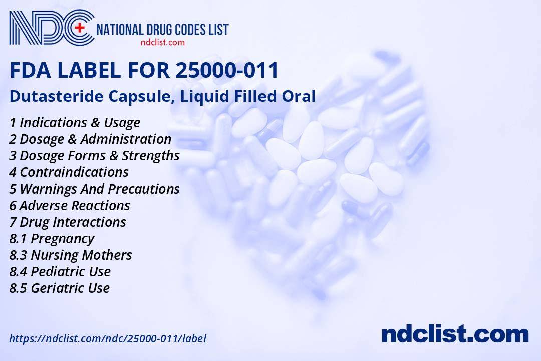 Dutasteride Capsule, Liquid Filled FDA Label - NDC 25000-011