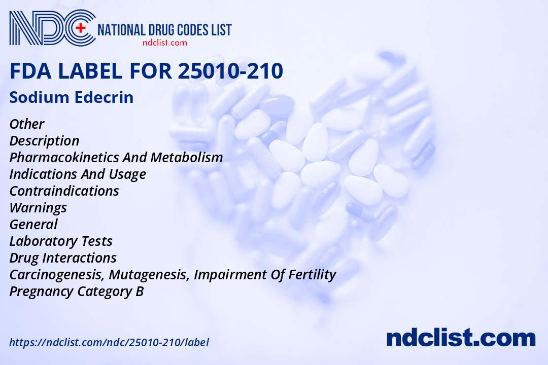 Sodium Edecrin FDA Label - NDC 25010-210