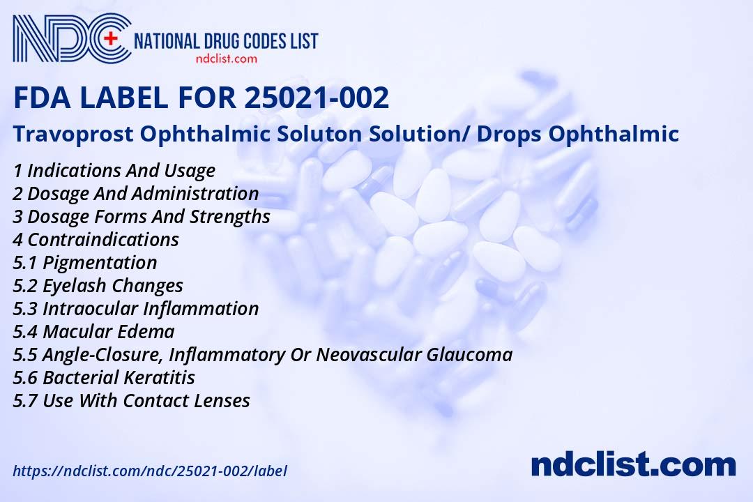 FDA Label for Travoprost Ophthalmic Soluton Solution/ Drops Ophthalmic ...