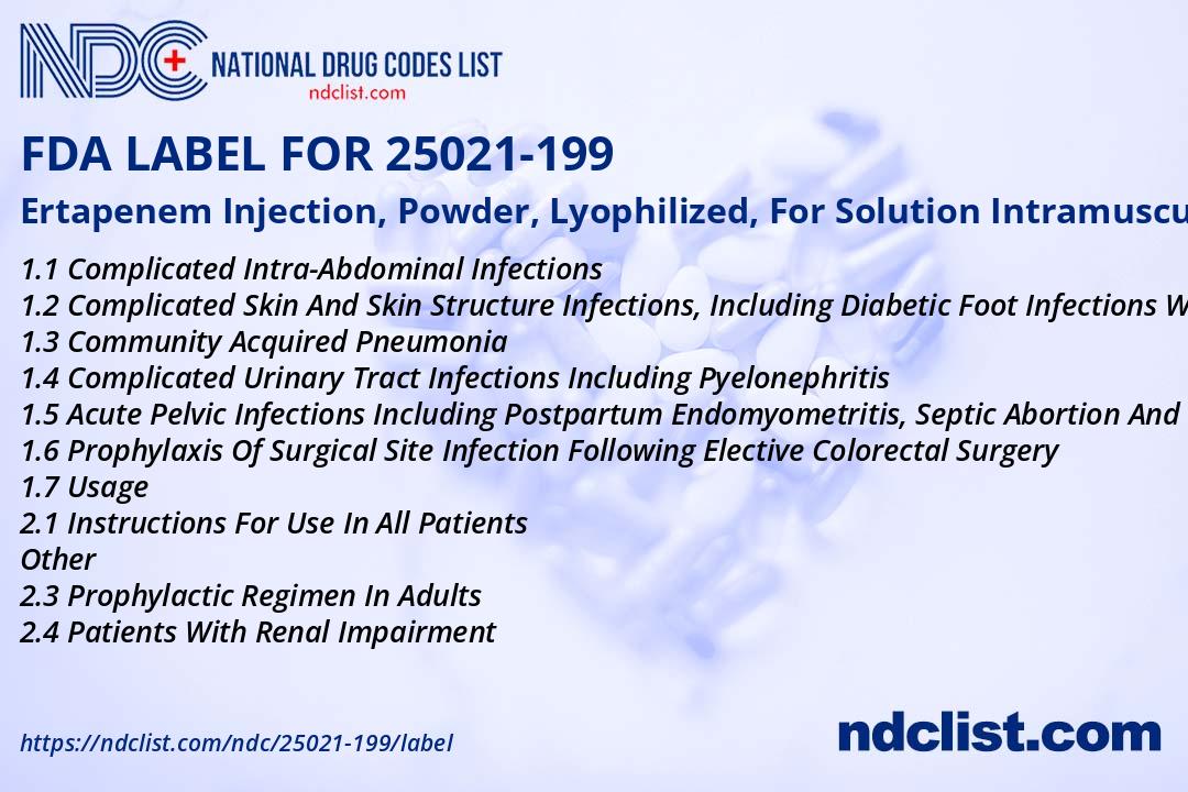 Ertapenem FDA Label - NDC 25021-199
