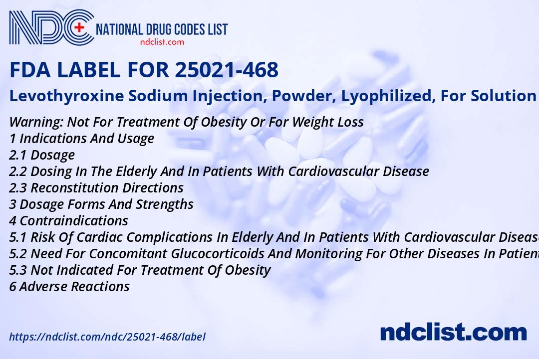 FDA Label for Levothyroxine Sodium Injection, Powder, Lyophilized, For ...