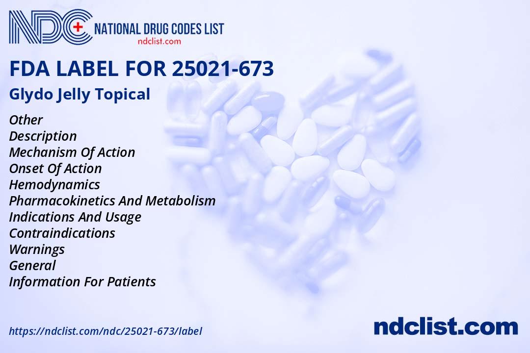 FDA Label for Glydo Jelly Topical - Indications, Usage & Precautions
