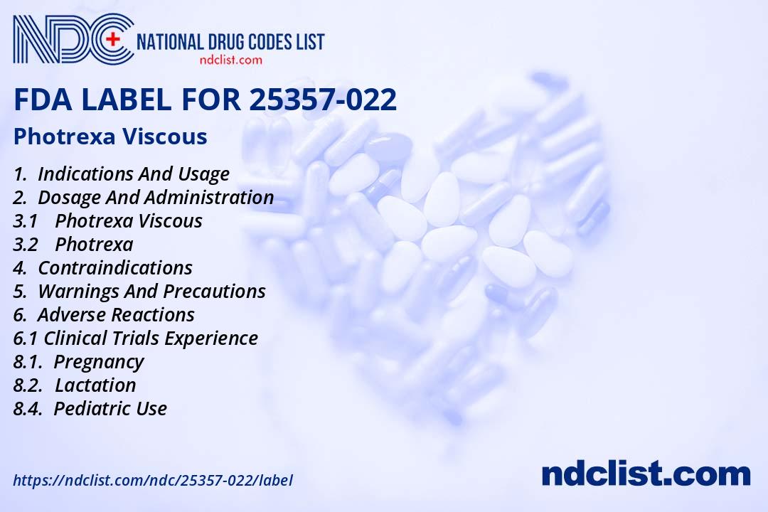FDA Label for Photrexa Viscous - Indications, Usage & Precautions