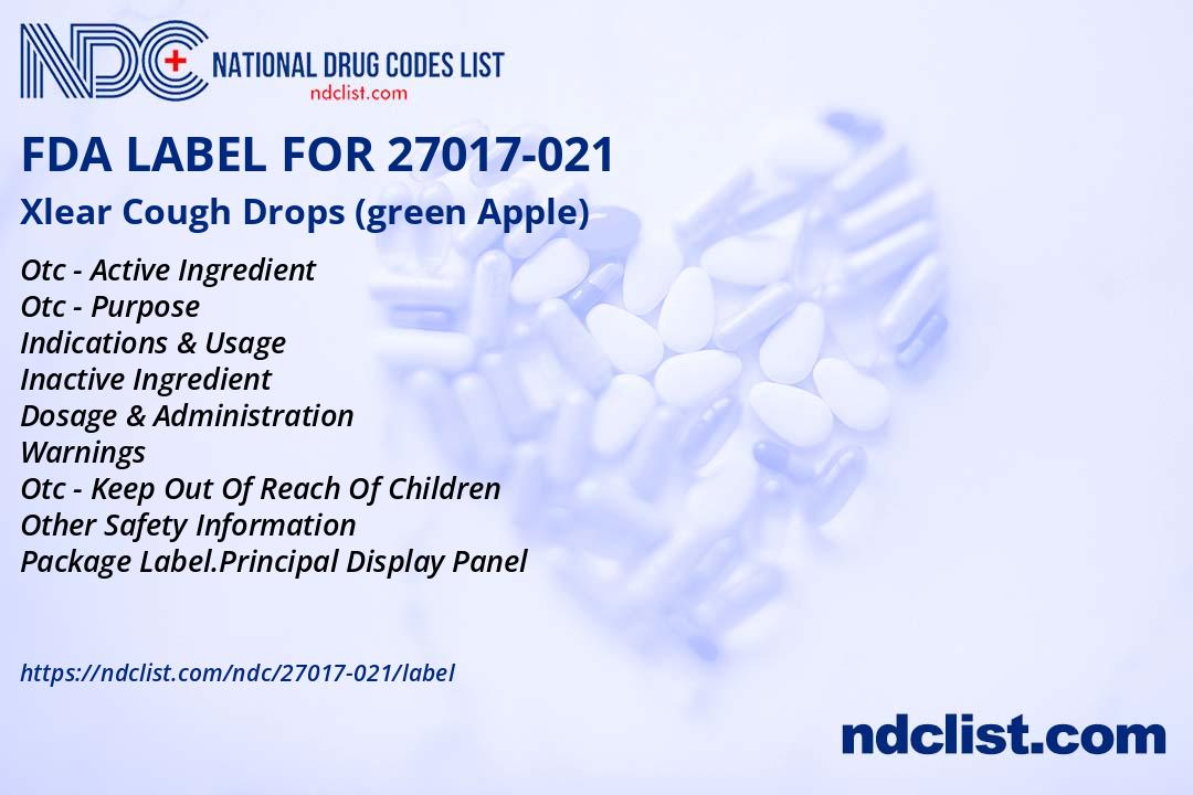 FDA Label for Xlear Cough Drops (green Apple) - Indications, Usage ...