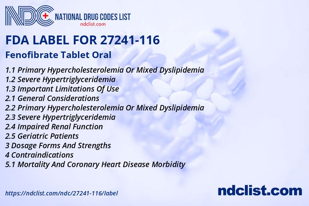FDA Label for Fenofibrate Tablet Oral - Indications, Usage & Precautions