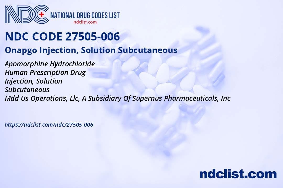 Onapgo Injection, Solution- NDC27505-006