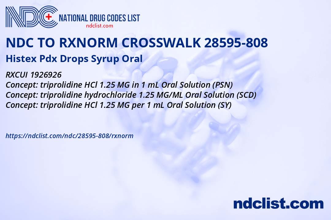 NDC RxNorm Crosswalk 28595-808 Histex Pdx Drops Syrup Oral