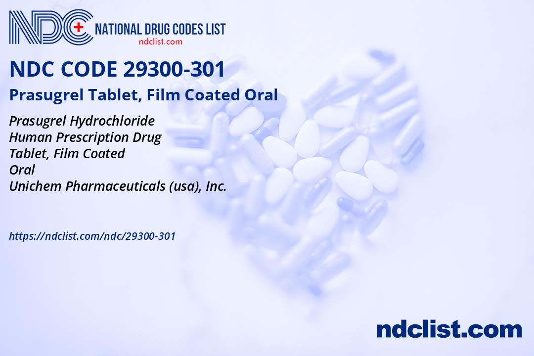 NDC 29300-301 Prasugrel Tablet, Film Coated Oral