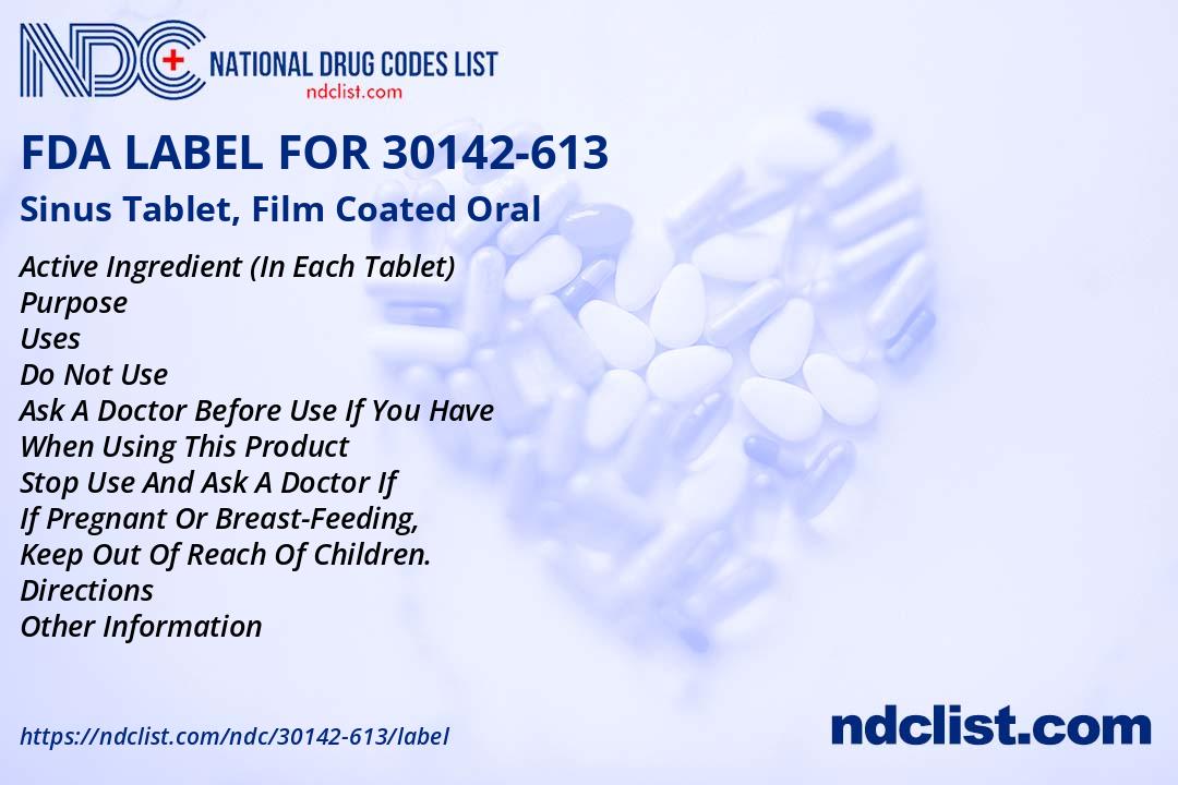 Sinus Tablet, Film Coated- FDA Label NDC30142-613