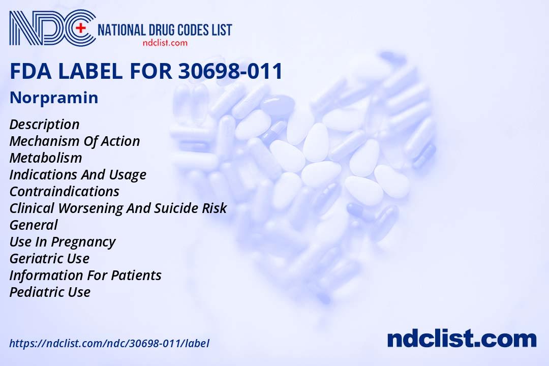 FDA Label for Norpramin Tablet, Sugar Coated Oral - Indications, Usage ...