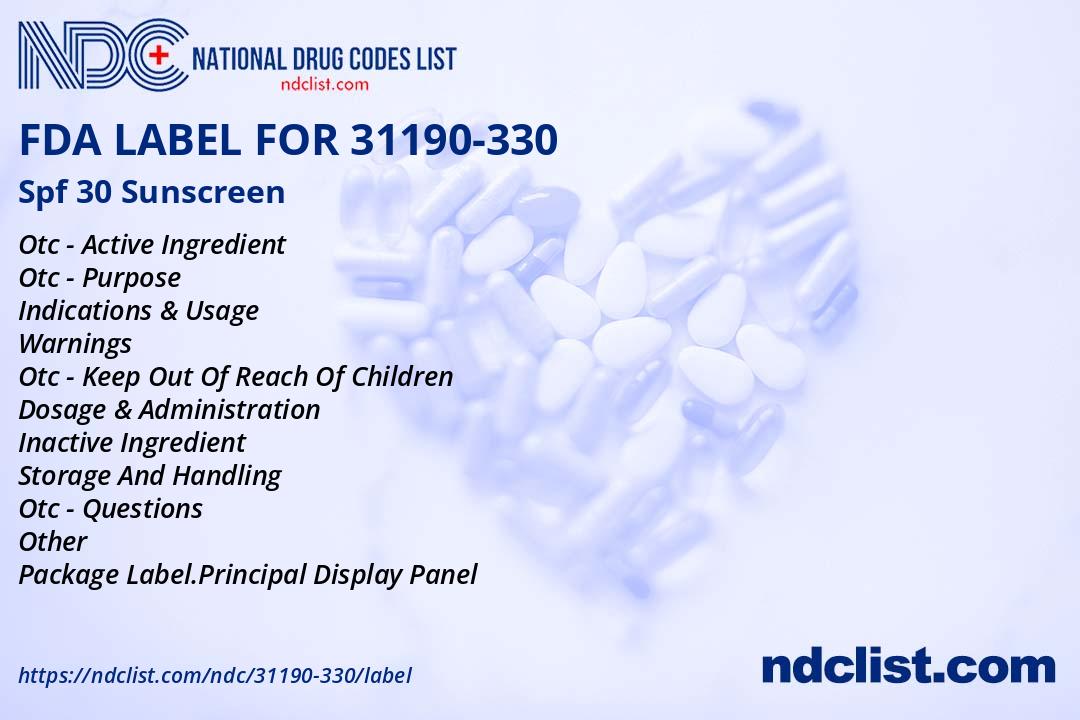 FDA Label for Spf 30 Sunscreen - Indications, Usage & Precautions