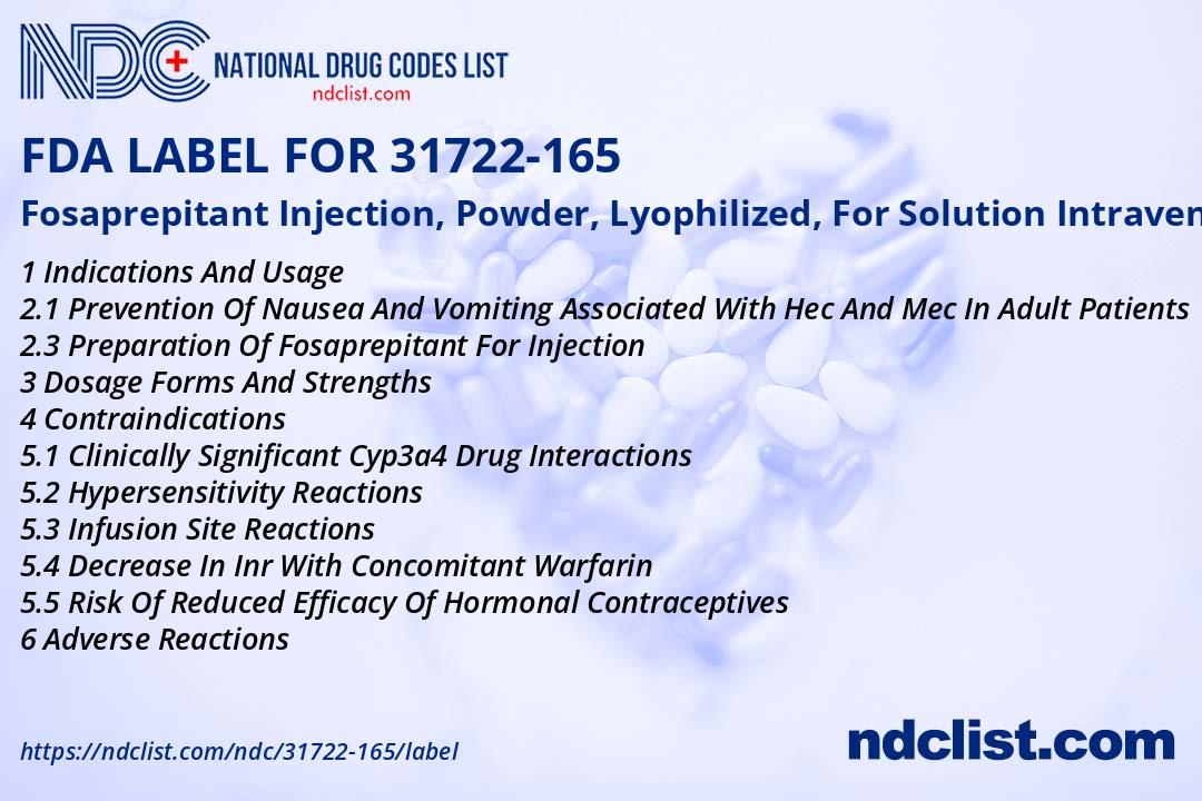 FDA Label for Fosaprepitant Injection, Powder, Lyophilized, For ...