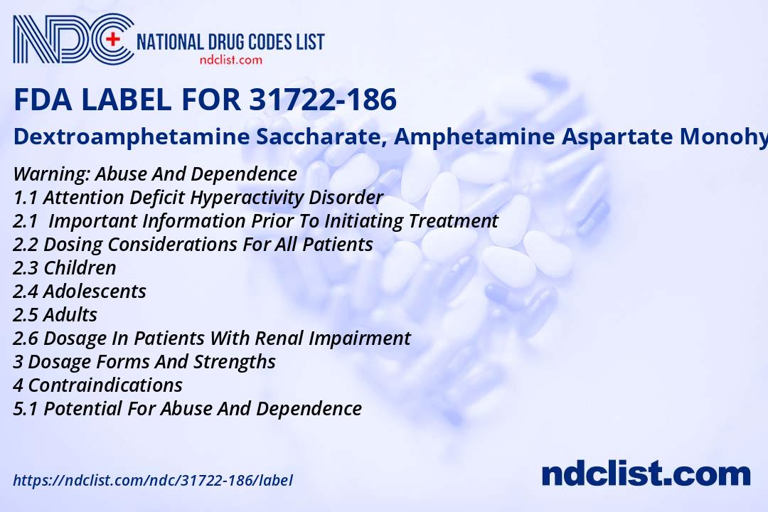 FDA Label for Dextroamphetamine Saccharate, Amphetamine Aspartate ...