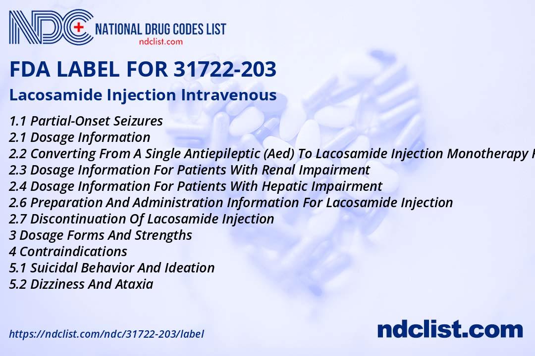 FDA Label for Lacosamide Injection Intravenous - Indications, Usage ...