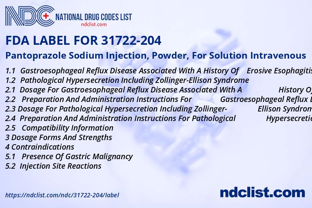 Pantoprazole Sodium- FDA Label NDC31722-204