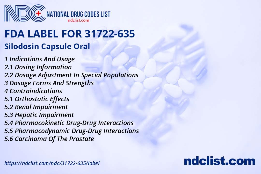 Silodosin Capsule- FDA Label NDC31722-635