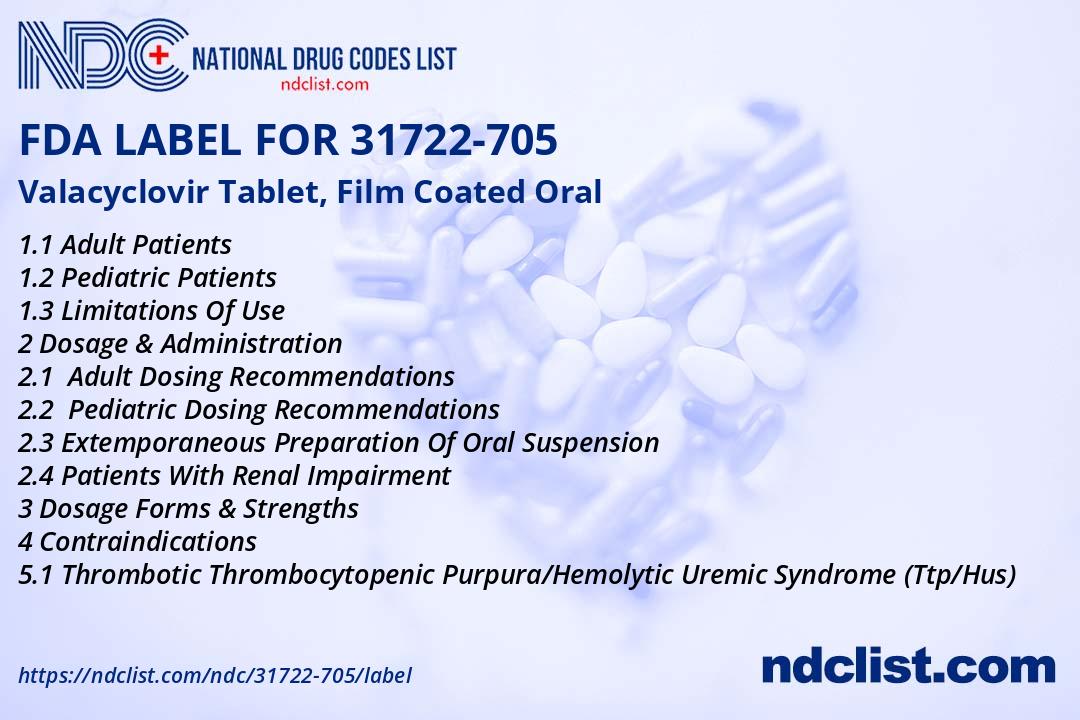 FDA Label for Valacyclovir Tablet, Film Coated Oral - Indications ...