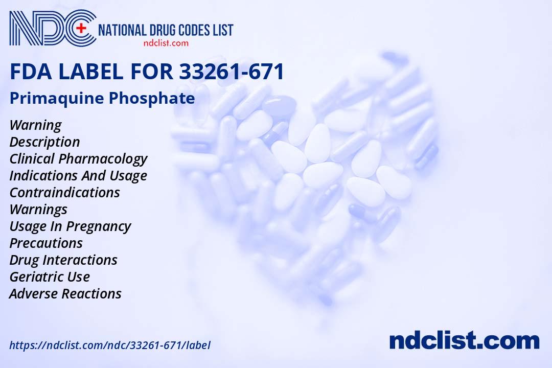 FDA Label for Primaquine Phosphate - Indications, Usage & Precautions