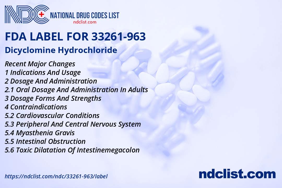 Dicyclomine Hydrochloride FDA Label - NDC 33261-963