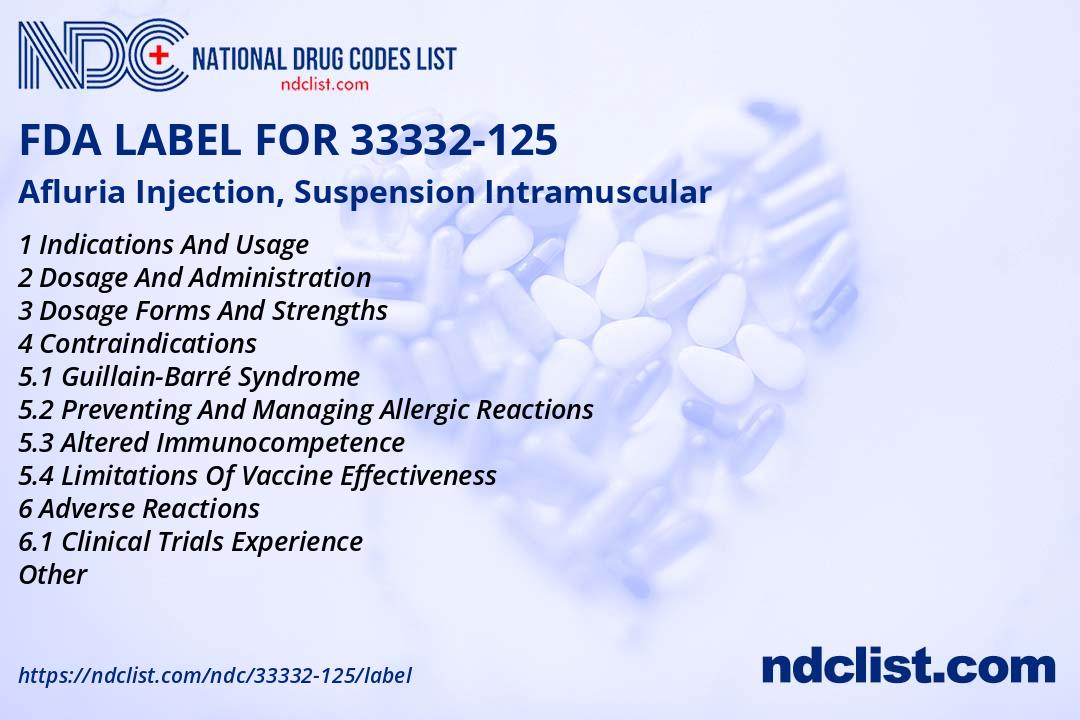 FDA Label for Afluria Injection, Suspension Intramuscular - Indications ...