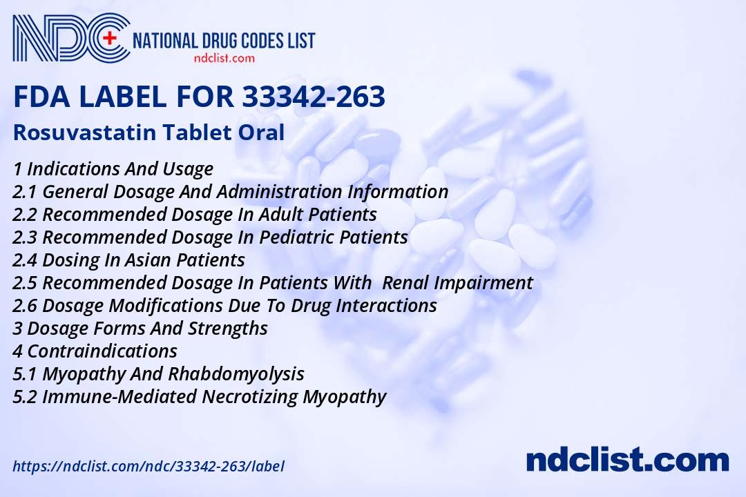 Rosuvastatin Tablet- FDA Label NDC33342-263
