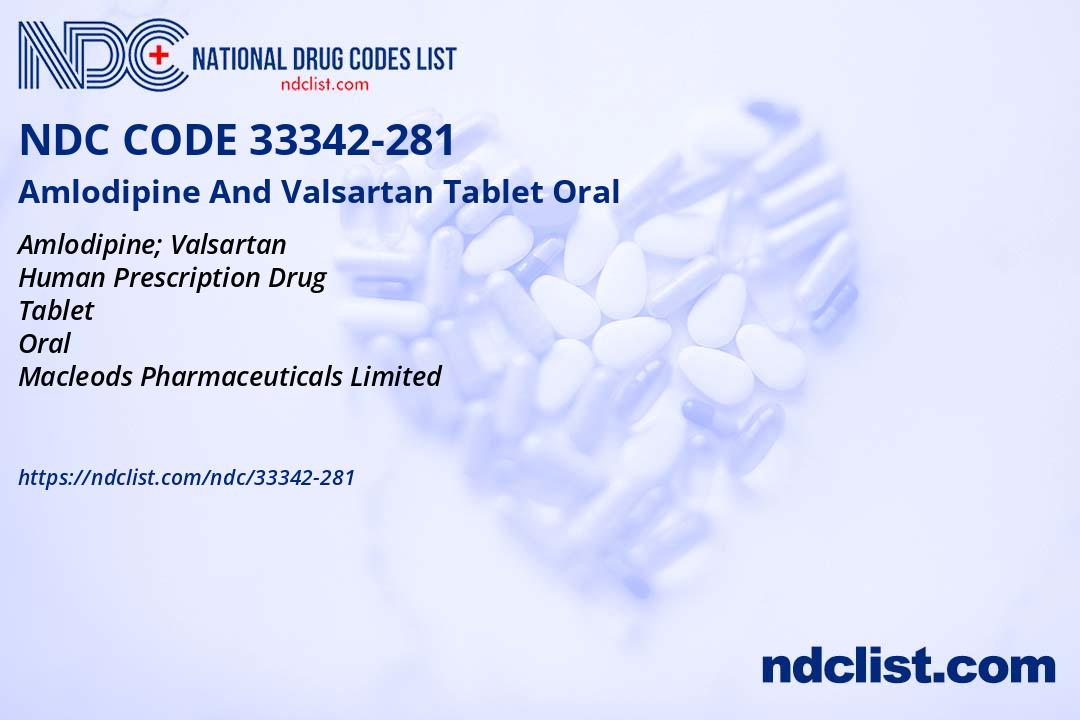 NDC 33342-281 Amlodipine And Valsartan Tablet Oral