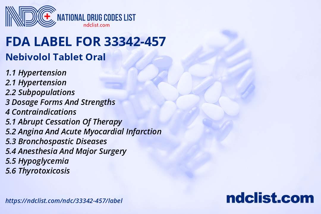 Nebivolol Tablet FDA Label - NDC 33342-457