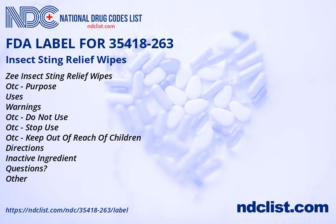 FDA Label for Insect Sting Relief Wipes - Indications, Usage & Precautions