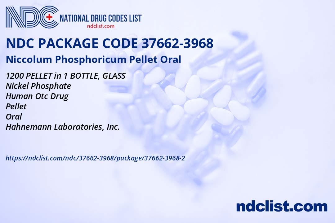 NDC Package 37662-3968-2 Niccolum Phosphoricum Pellet Oral
