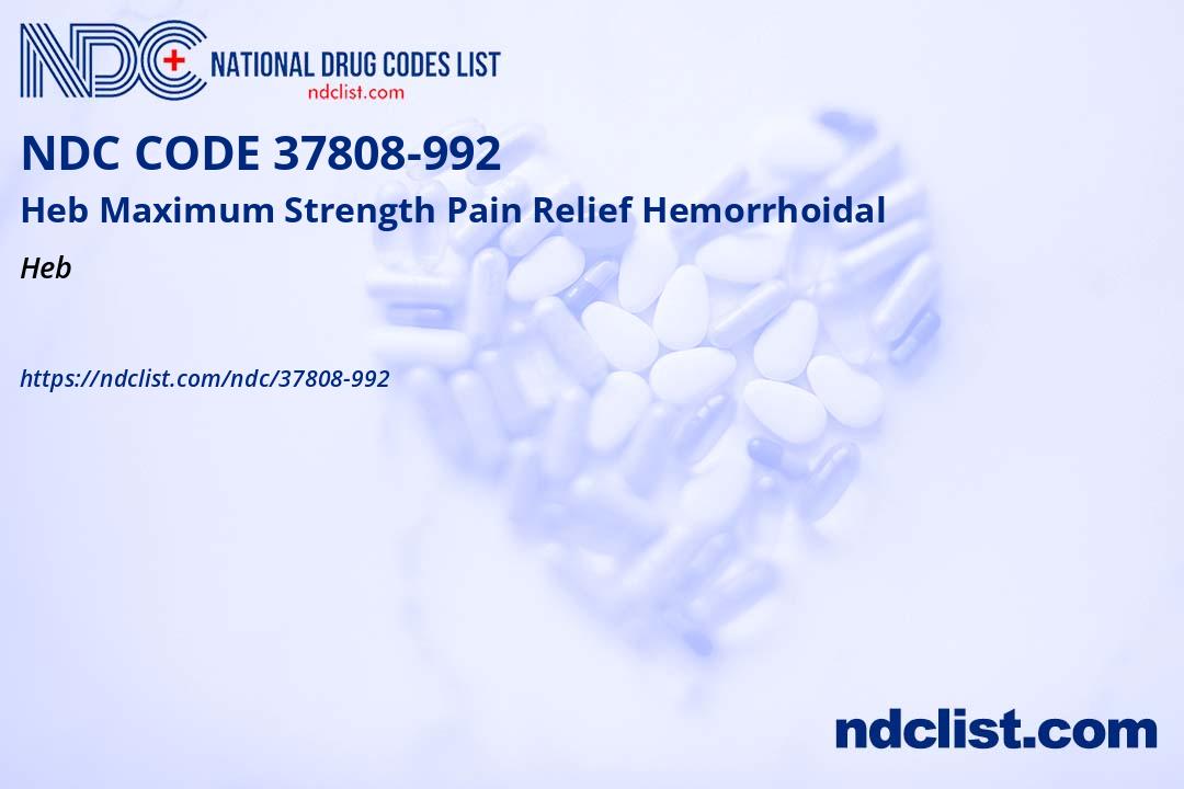 Heb Maximum Strength Pain Relief Hemorrhoidal NDC 37808-992