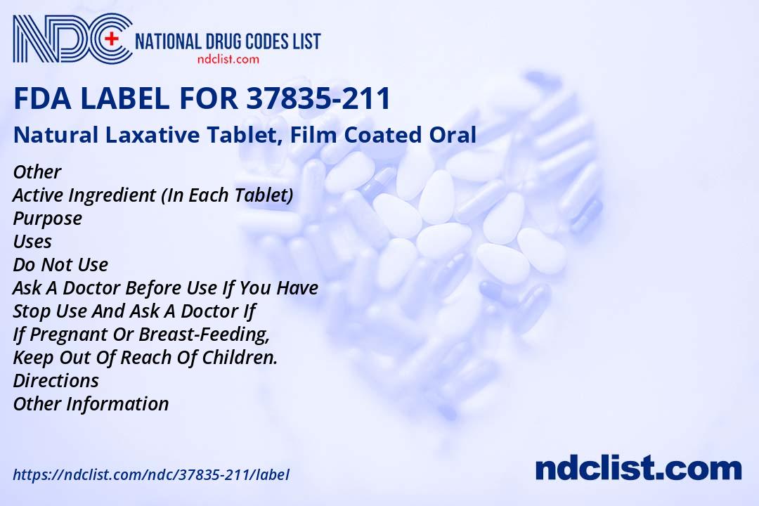 Natural Laxative Tablet, Film Coated- FDA Label NDC37835-211