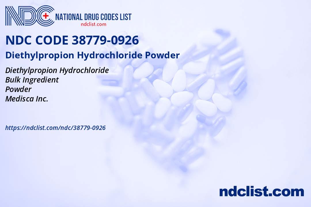 NDC 38779-0926 Diethylpropion Hydrochloride Powder