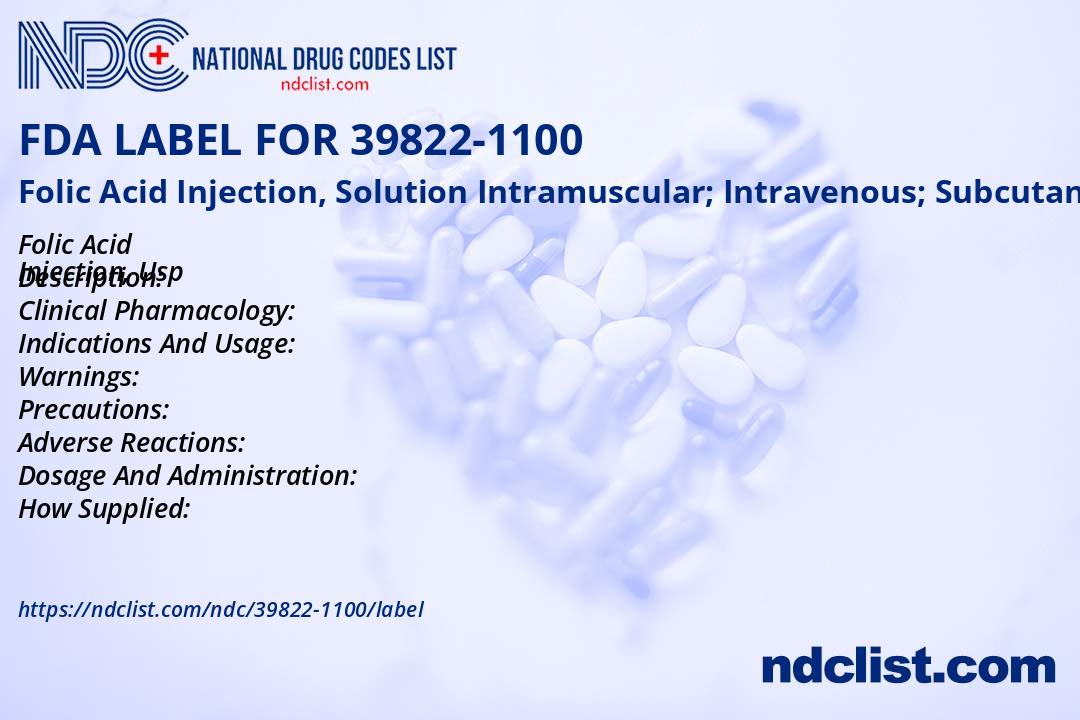 FDA Label for Folic Acid Injection, Solution Intramuscular; Intravenous; Subcutaneous ...