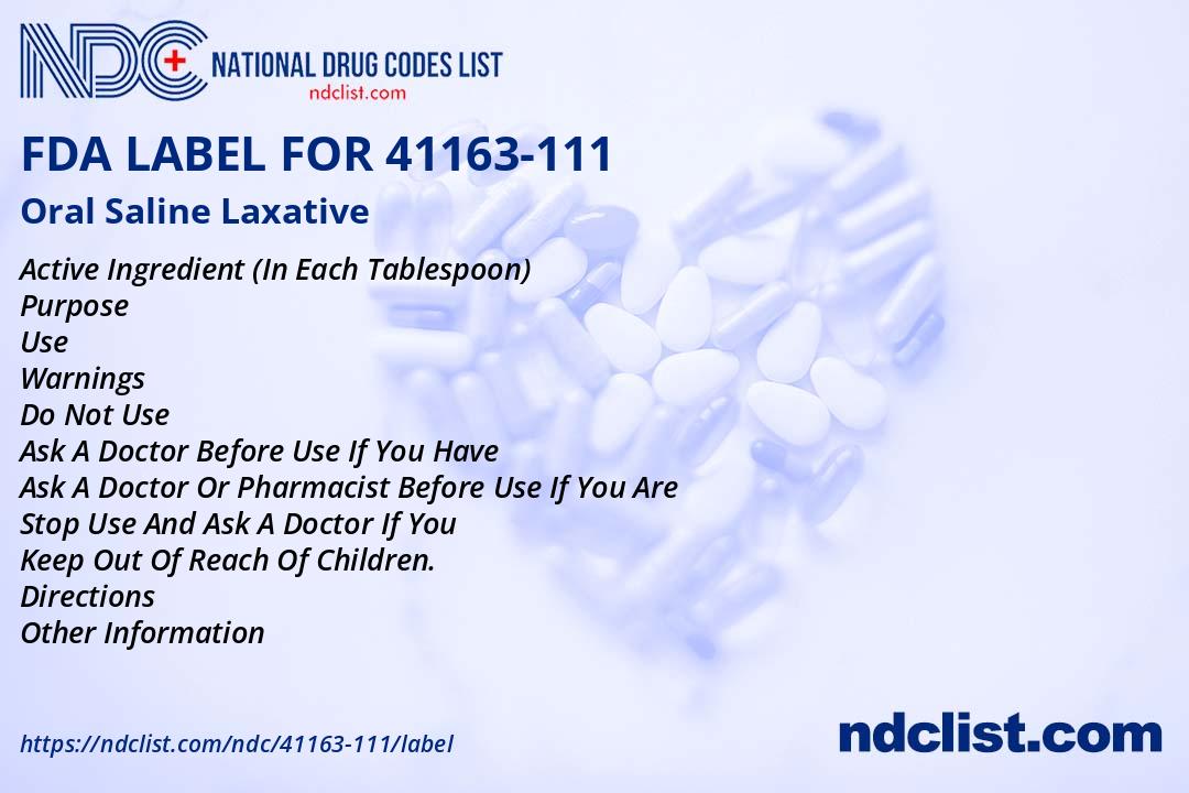FDA Label for Oral Saline Laxative - Indications, Usage & Precautions