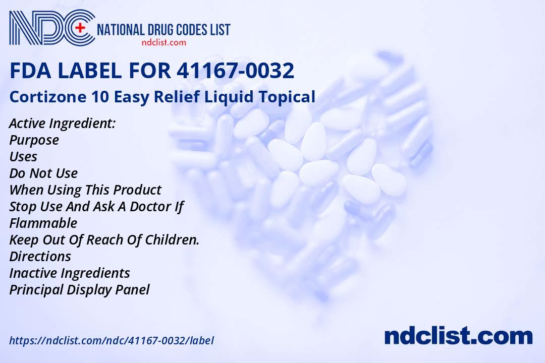 Cortizone 10 Easy Relief Liquid FDA Label - NDC 41167-0032