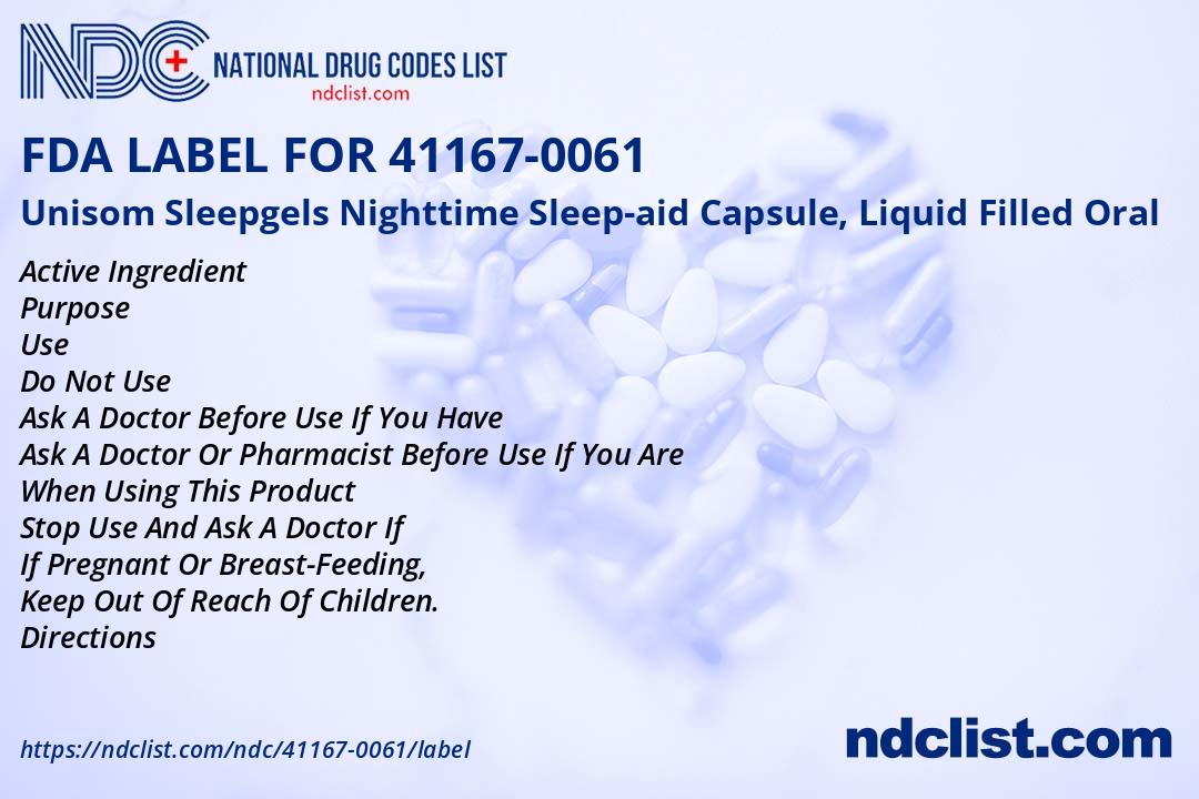 FDA Label for Unisom Sleepgels Nighttime Sleep-aid Capsule, Liquid ...