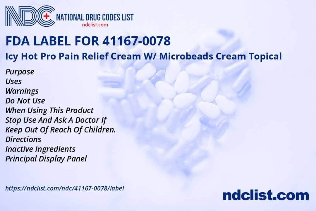 FDA Label for Icy Hot Pro Pain Relief Cream W/ Microbeads Cream Topical ...