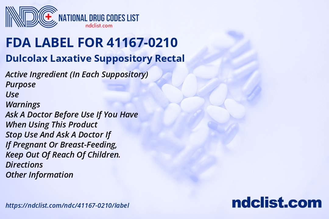 Dulcolax Laxative Suppository- FDA Label NDC41167-0210