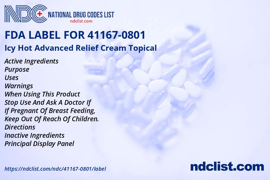 Icy Hot Advanced Relief Cream- FDA Label NDC41167-0801