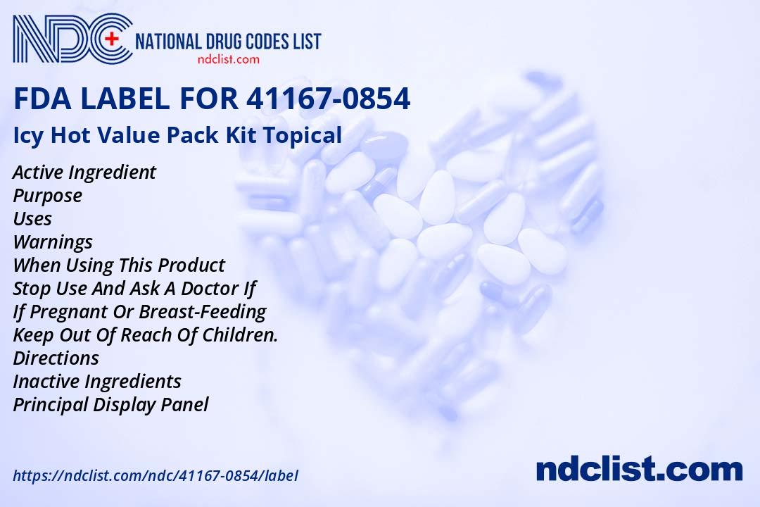 Icy Hot Value Pack Kit FDA Label - NDC 41167-0854