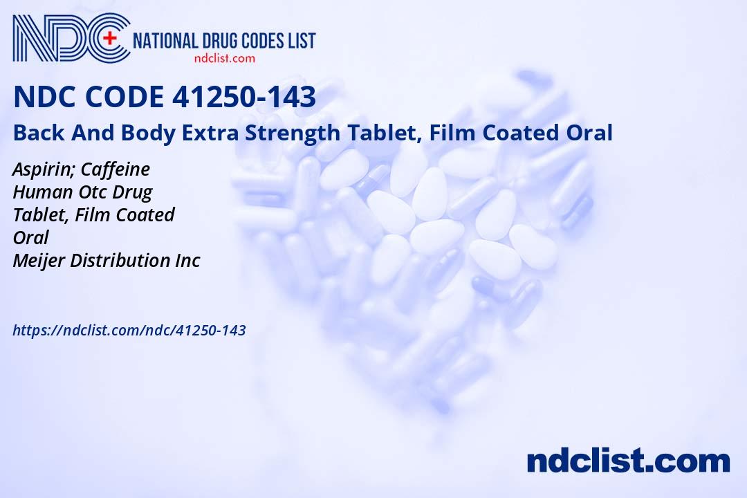 Back And Body Tablet, Film Coated- NDC41250-143