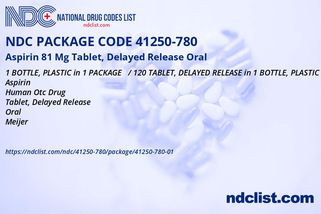 Aspirin 81 Mg NDC Package 41250-780-01