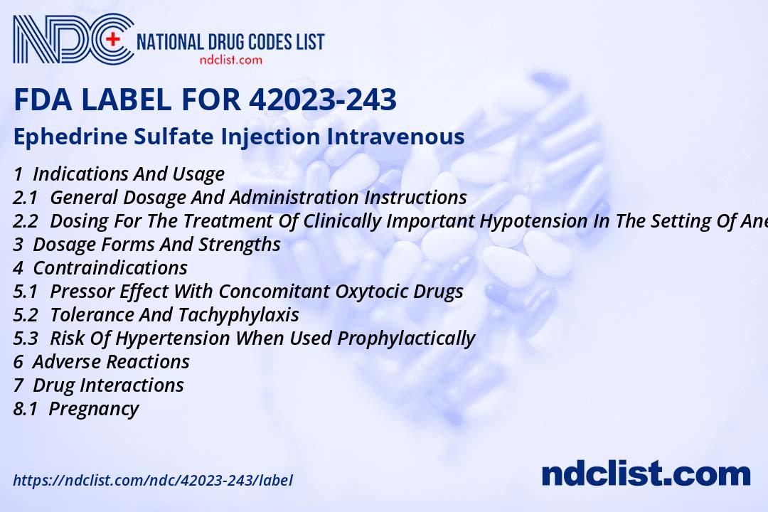 FDA Label for Ephedrine Sulfate Injection Intravenous - Indications ...