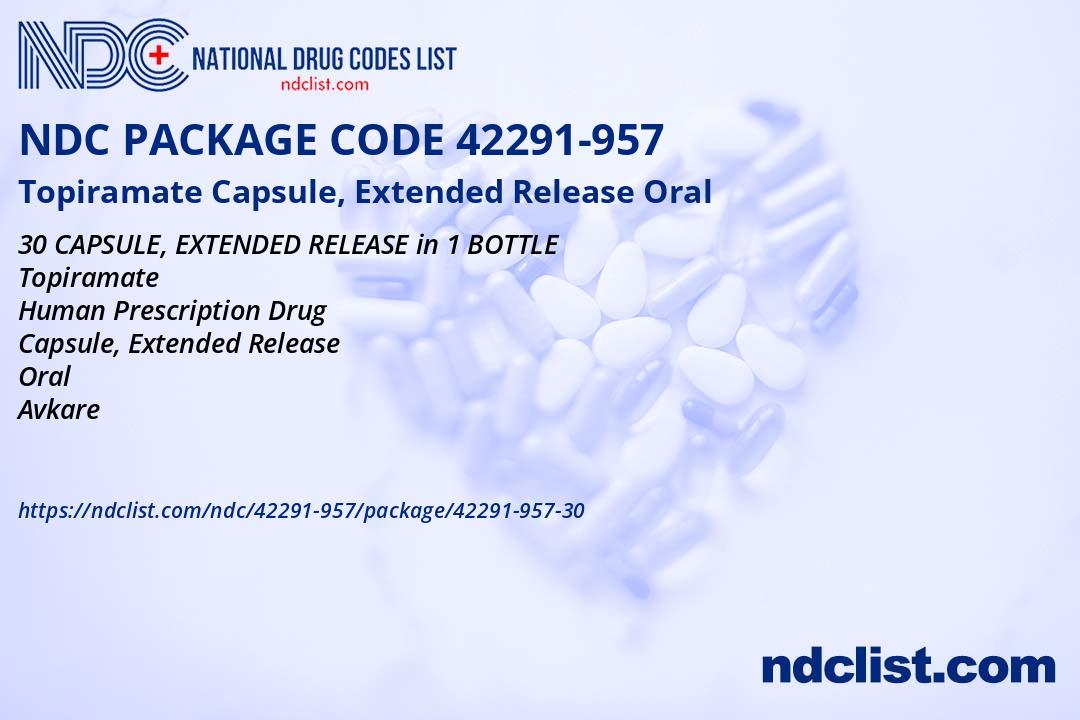 Topiramate NDC Package 42291-957-30