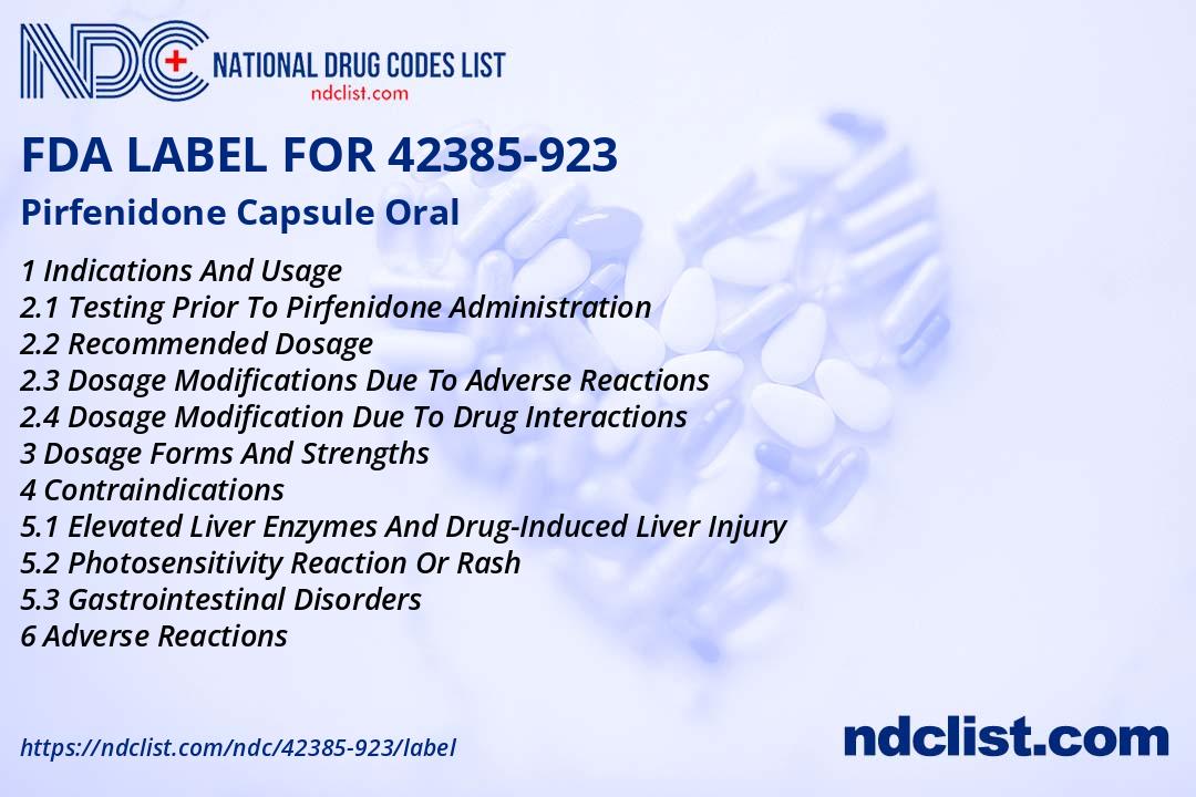Pirfenidone Capsule FDA Label - NDC 42385-923