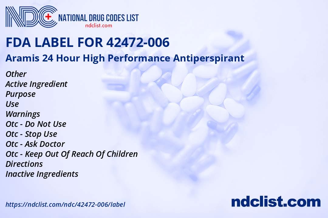 FDA Label for Aramis 24 Hour High Performance Antiperspirant ...