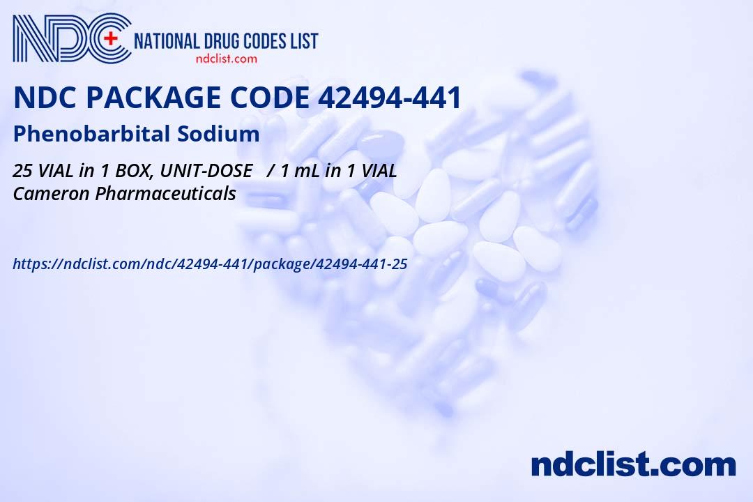 NDC Package 42494-441-25 Phenobarbital Sodium Injection Intramuscular