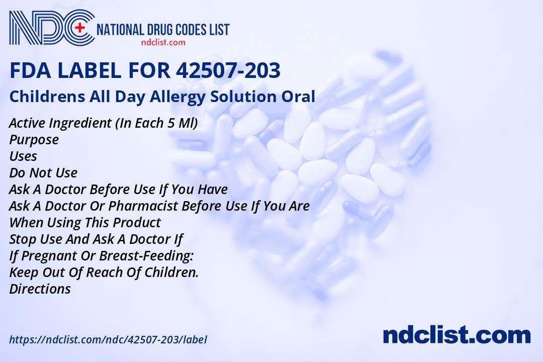 Childrens All Day Allergy Solution- FDA Label NDC42507-203